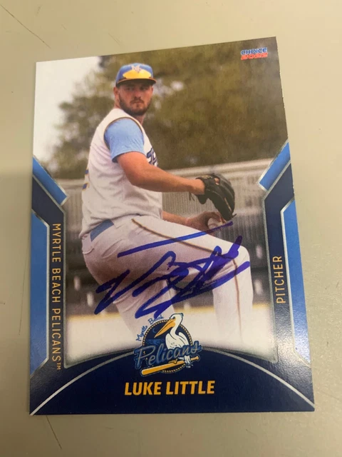 CARTE D'ÉQUIPE LUKE Little signée 2022 Myrtle Beach Pelicans IP Auto ...