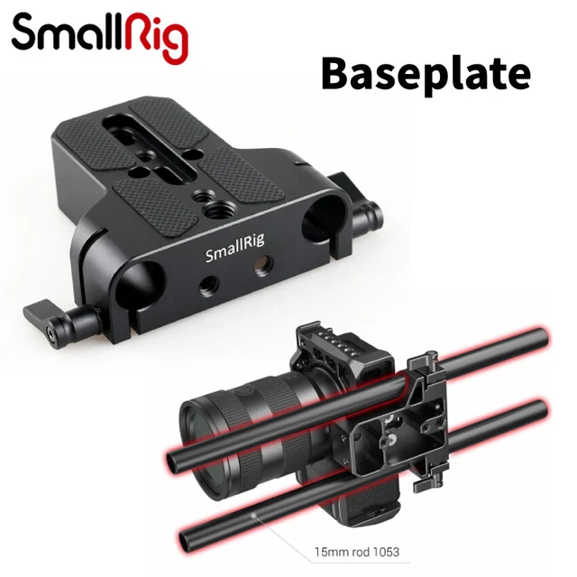 SMALLRIG 1674 UNIVERSAL Baseplate with Dual 15mm Rod Rail Clamp for ...