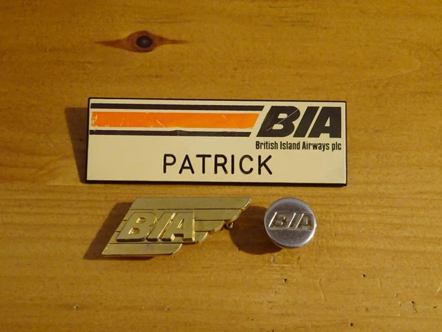 VINTAGE 3 DIFFERENT BIA British Island Airways Cabin Crew Staff Badges ...
