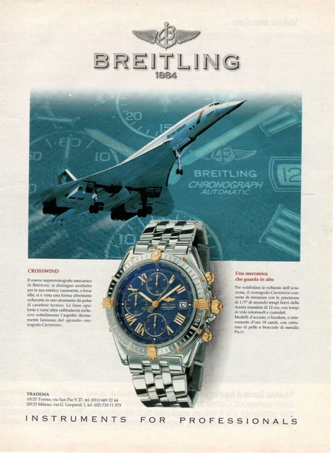 MONTRE BREITLING CROSSWIND Concorde Publicité '1997 D'Origine 1 Page ...