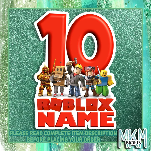 ROBLOX CAKE TOPPER Inspired Personalised Birthday Name & Age Party ...