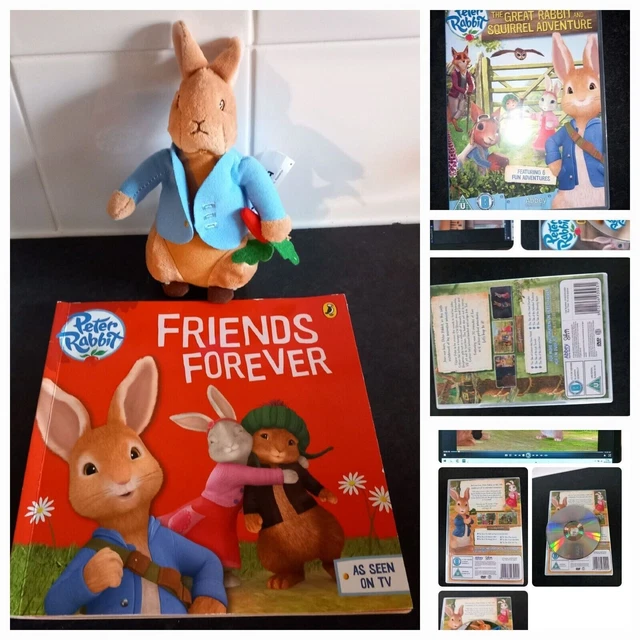 PETER RABBIT BUNDLE Soft Toy, Book, 2 Dvds Excellent Condition See Pics ...
