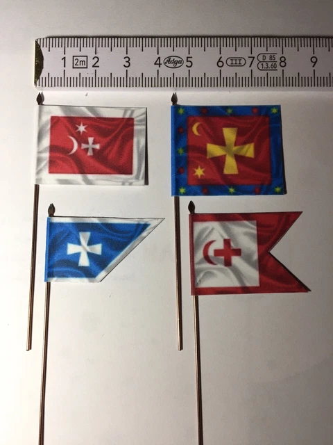 767) 4X 28MM Cossack Renaissance 17th Century Flags Banners on Metal ...