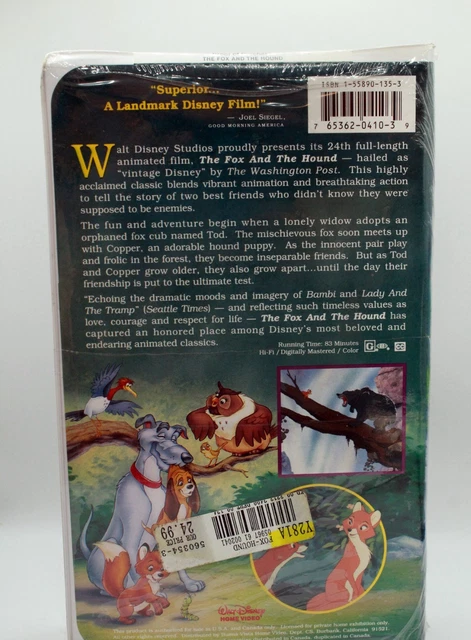 1986 DISNEY “THE Fox and the Hound” VHS Black Diamond Edition Sealed ...