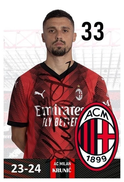 RADE KRUNIC - AC MILAN 2023/24 PORTRAIT - 6x4 Signed Autograph PHOTO ...