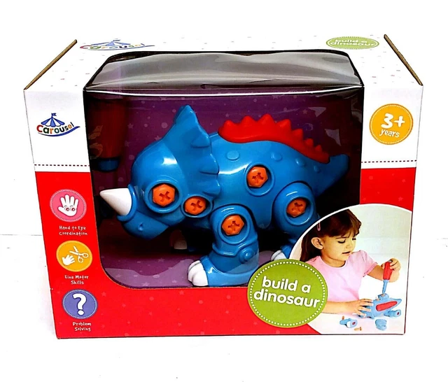 CAROUSEL BUILD A Dinosaur Construction Toy Plastic Screws Screwdriver ...