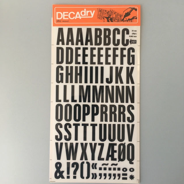 DECADRY Nº 207 Rub-on Black Large Letters & Numbers Transfer 24pt 0 ...