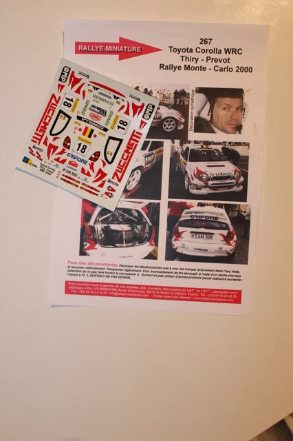 DECALS 1/43 TOYOTA Corolla Wrc Thiry Rallye Monte Carlo 2000 Rally ...