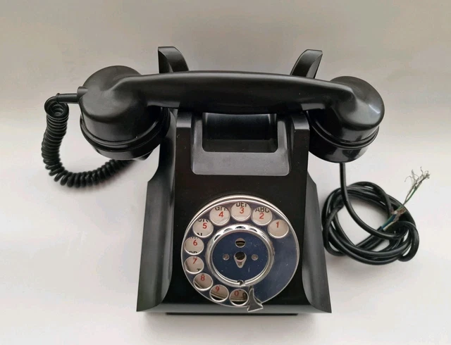 VINTAGE 1940'S GPO 332L Rotary Dial Telephone in Black Bakelite Iconic ...