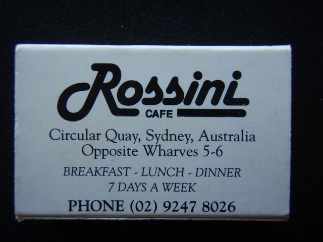 ROSSINI CAFE CIRCULAR Quay Sydney Australia Opposite Wharves 5-6 - Matchbox $4.99 - PicClick AU