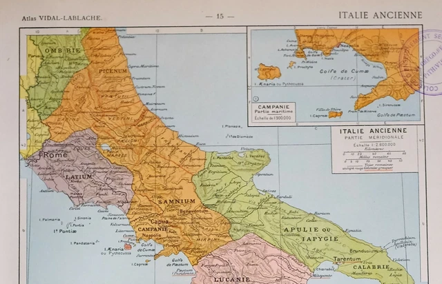 HISTORIQUE CARTE SUD Ancien Italie Sicile Samnium Latium Rome Lucania ...