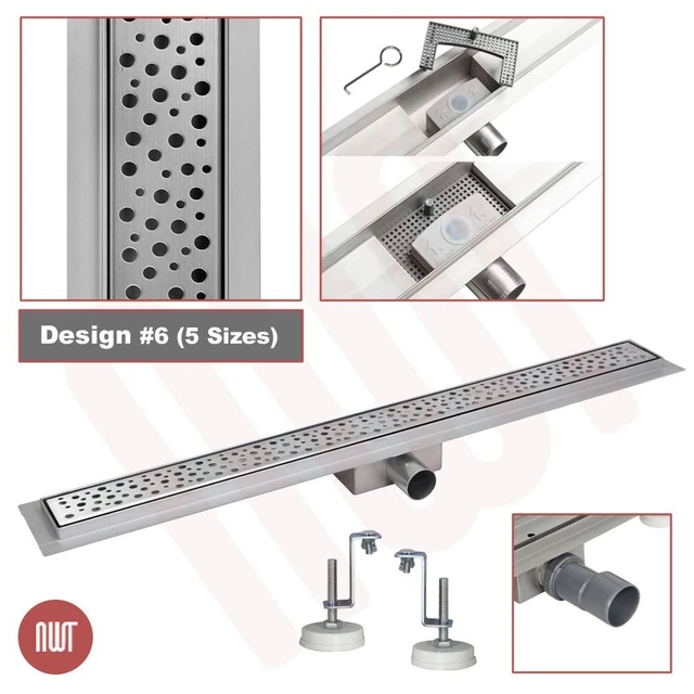 LINEAR STAINLESS STEEL Shower Wetroom Drainage Gully Trap Waste (600 ...