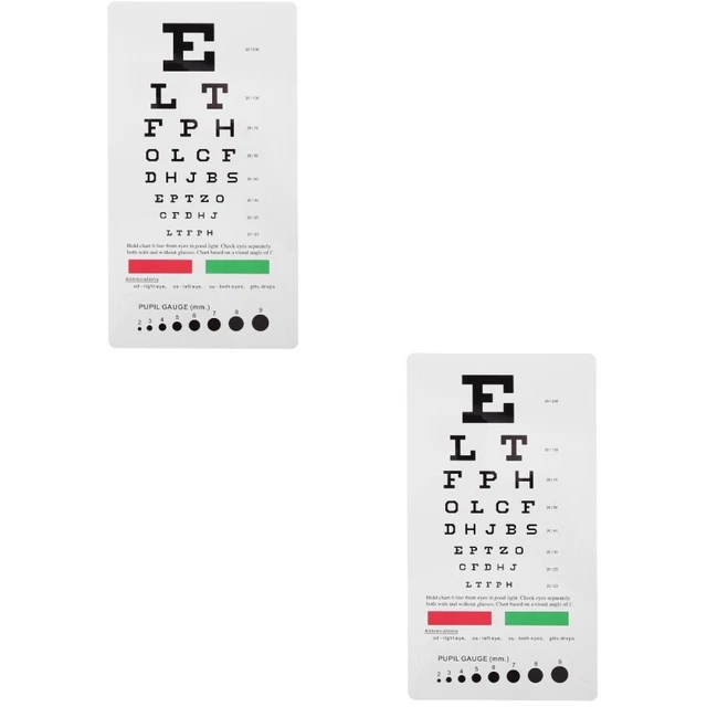 2 COUNT VISION Test Eye Chart for Wall Portable Charts Exam Pocket ...