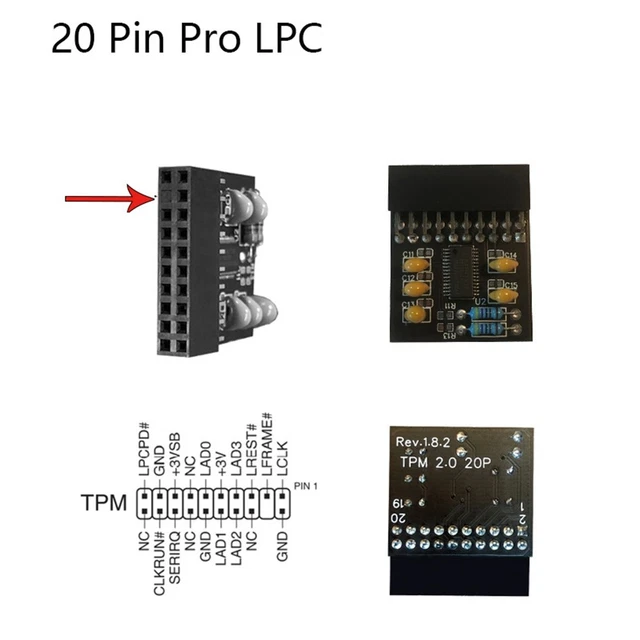 TPM 2.0 MODULE Trusted Platform for 20Pin Pro LPC AOM-TPM-9665V 11 ...