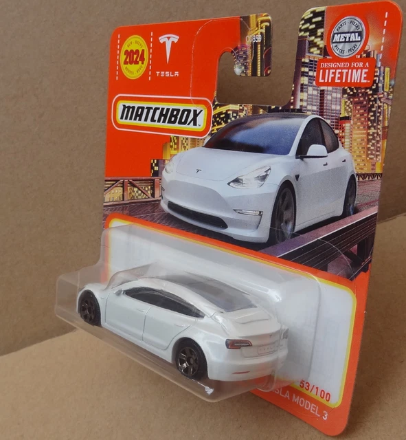 MATCHBOX 2024 - Tesla Model 3 - in bianco fiocco di metallo - NUOVA ...
