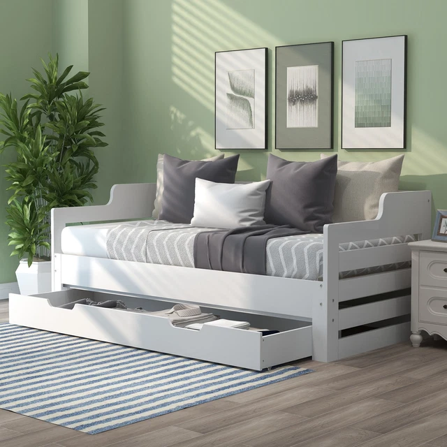DAYBED AND DRAWE Single Bed Cabin Bed Guest Bed Sofa Bed with Trundle ...