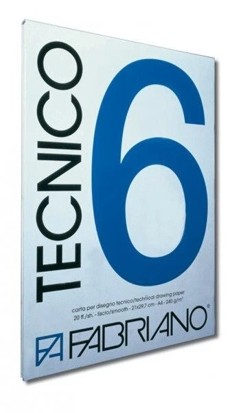 BLOC TECHNIQUE 6 25x35 CM Feuilles Lisses 240 Gr 20 - Collé Sur 1 Lat ...