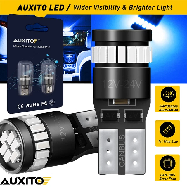 2PCS T10 LED 6500K 24SMD 3014 Car Wedge Tail Parking Plate Light Bulb ...