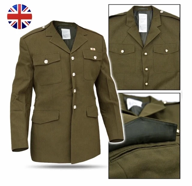 BRITISH ARMY NO 2 Dress Uniform Jacket Tunic Khaki Olive Green Vintage ...