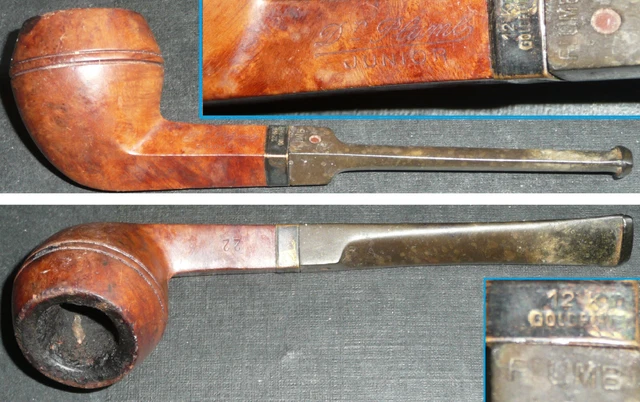 RARE ANCIENNE PIPE Dr Plumb Junior 22 Briar, bruyère, bague plaquée or ...