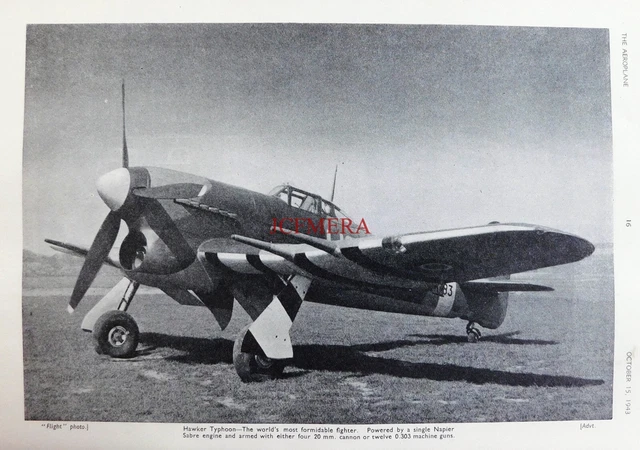 WW2 HAWKER TYPHOON Fighter Aircraft ADVERT #7 Original 1943 Photo Print ...