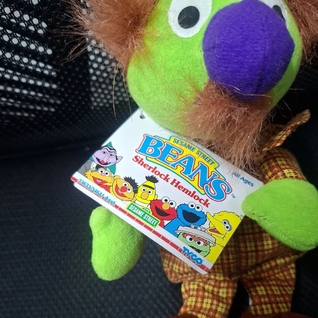 VINTAGE 1997 TYCO Sesame Street Sherlock Hemlock 9" Beanbag Stuffed Toy ...