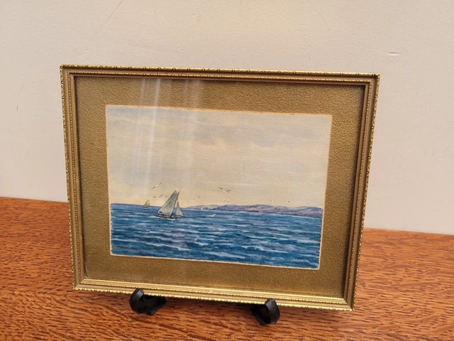 JAMES ASHTON 1859-1935 Australia - Seascape Coastal - Gold Frame $250. ...