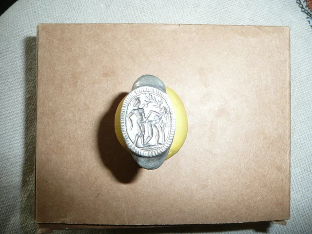 Massive Solid Silver Roman Intaglio Seal Ringerotic Sex Scene