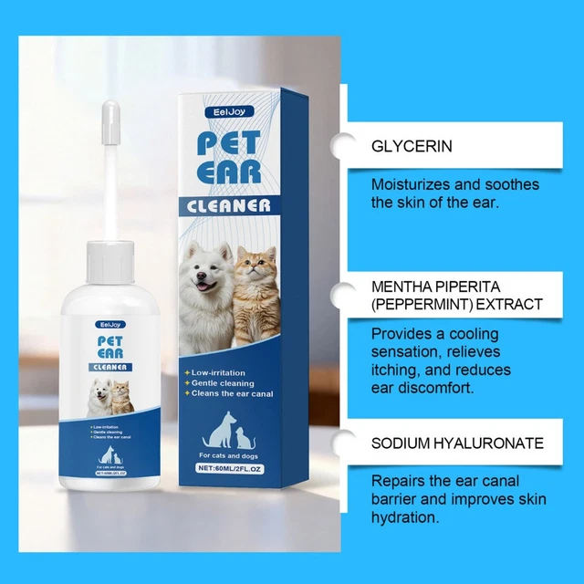 60ML PET EAR Cleaner Plant Based Formula Flexible Soft Tip For Safe ...