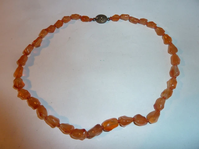 ANCIEN BIJOU UN Collier En Pierre Cornaline Orange Et Fermeture En ...