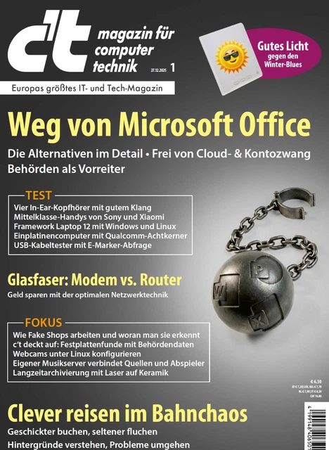CT 1/2026: WEG von Microsoft Office, Wie Fake Shops arbeiten, Glasfaser ...