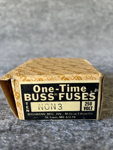 LOT OF 10 Buss NON3 3A 250V One-Time Fuse New $39.99 - PicClick