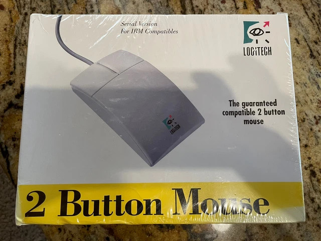 RARE VINTAGE LOGITECH Two Button Mouse Model 0253 280 PCA Serial ...