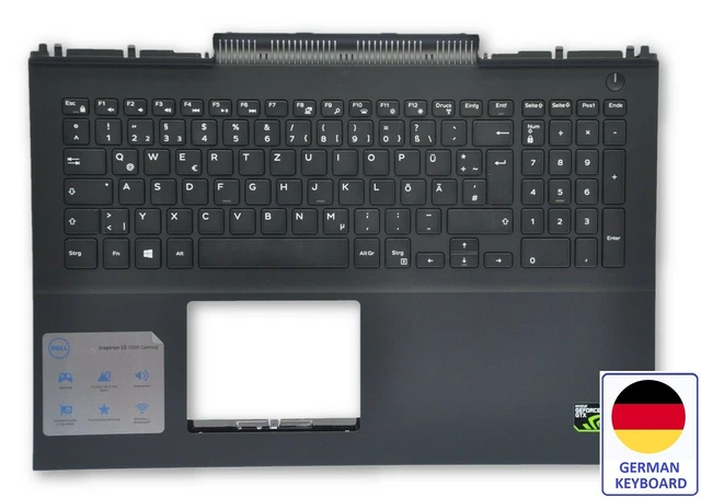 DELL INSPIRON 7566 7567 GERMAN Qwertz Backlit Keyboard and palmrest Set ...