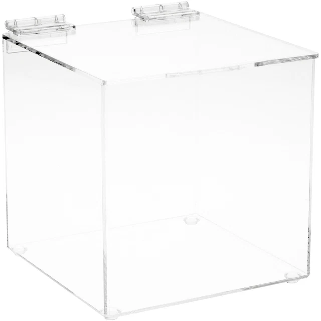 PLYMOR CLEAR ACRYLIC Display Case Box With Hinged Lid, 6" x 6" x 6" $40 ...