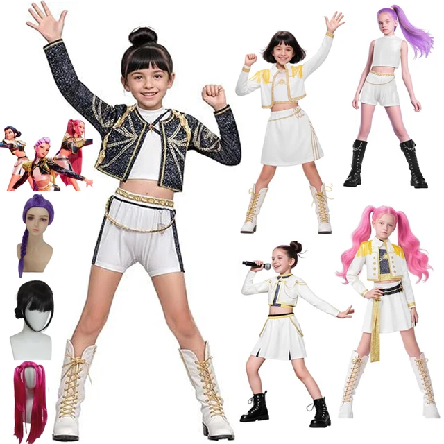 KIDS GIRLS K-POP Demon Hunters Costume Rumi Mira Zoey Cosplay Fancy Dress Outfit £19.99 ...