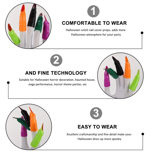 200 PCS Witch Fingers Spooky Fake Finger Props Halloween Costume ...