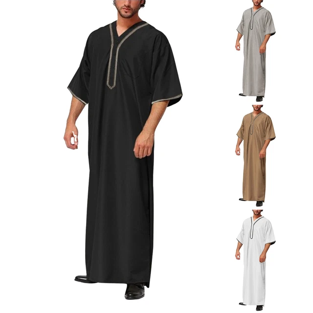 MUSLIM MEN LONG Thobe Middle East Saudi Arab Kaftan Islamic Abaya Gown Robes $52.99 - PicClick AU