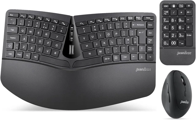 PERIXX PERIDUO-605 WIRELESS Ergonomic Keyboard Set Compact Design UK ...