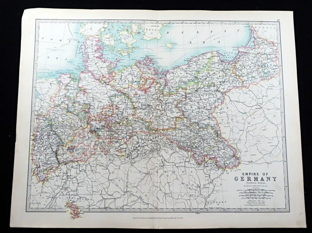 ANTIQUE MAP OF The German Empire Germany 19th Century Victorian AK ...