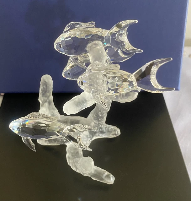 GENUINE/AUTHENTIC SWAROVSKI SILVER Crystal 'SCHOOL OF FISH' Figurine ...