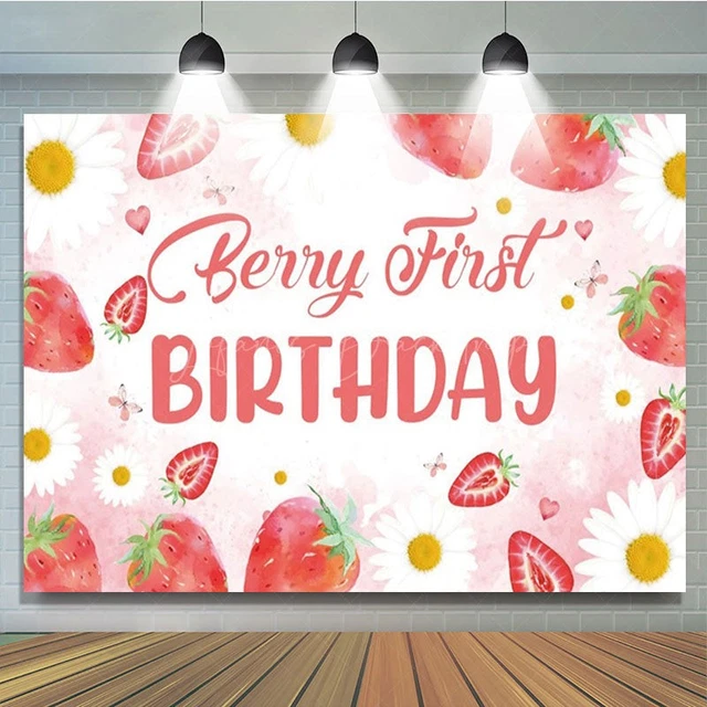 LOFARIS STRAWBERRY GIRL First Sweet Birthday Party Backdrop $37.90 ...