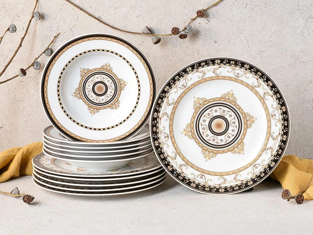 MAJESTOSA TAFELSERVICE 12TLG schwarz 6 Personen von Porzellan CreaTable ...