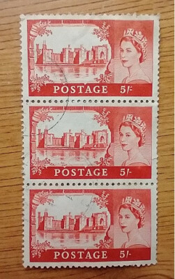 QUEEN ELIZABETH CAERNARFON Castle 5s. Strip of 3 stamps. Used £3.00 - PicClick UK