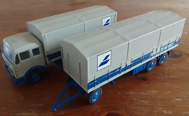 NZG NR.146 Benz Mercedes Rhenus Wtag Lastzug Trucker LKW Modellauto 1: ...