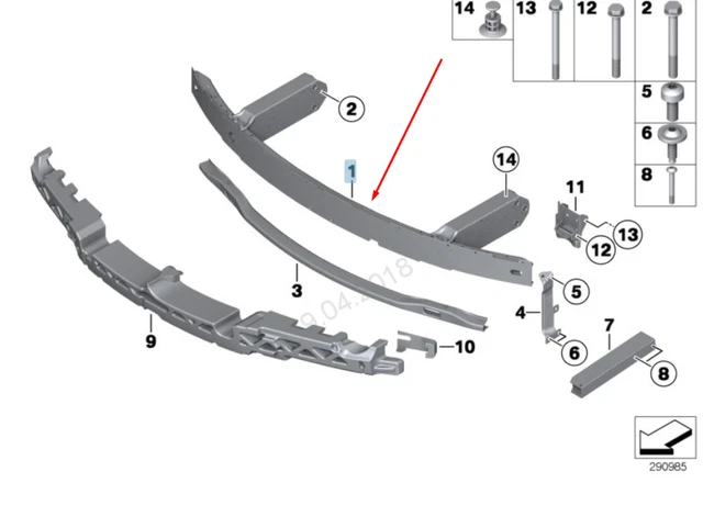 NEW BMW X1 F48 Front Bumper Crash Bar 51117342439 7342439 2015 Oem EUR ...