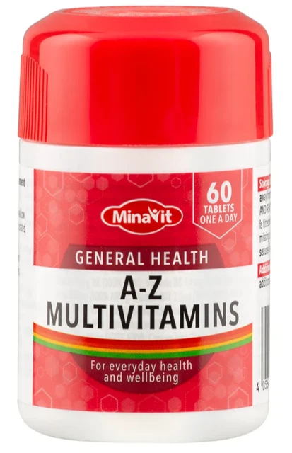 3 X MINAVIT General Health A-Z Multivitamins 60 Tablets Per Bottle ...