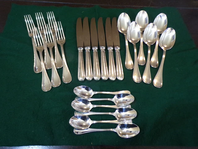 CHRISTOFLE MODELLO ALBI decorazione filo posate menu per 6 persone 24 ...
