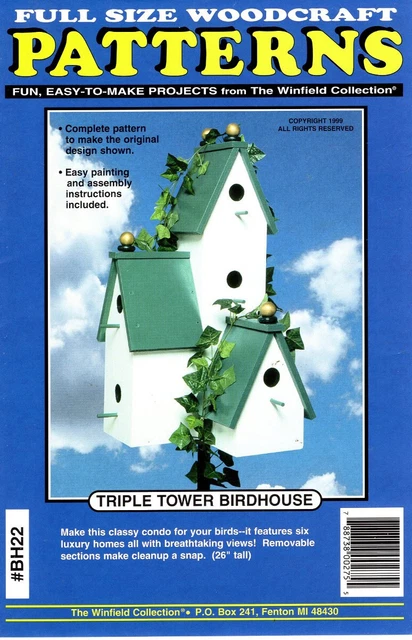 FULL SIZE WOODCRAFT Patterns Triple Tower Birdhouse The Winfield ...