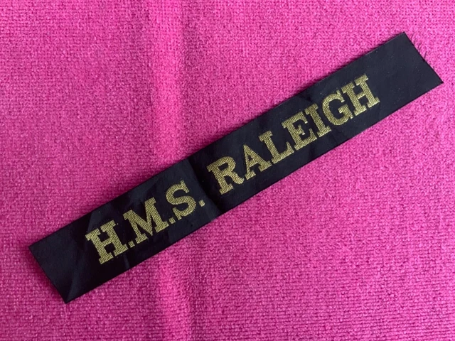 ROYAL NAVY CAP Tally Ribbon Tape - HMS RALEIGH - Shore Establishment ...